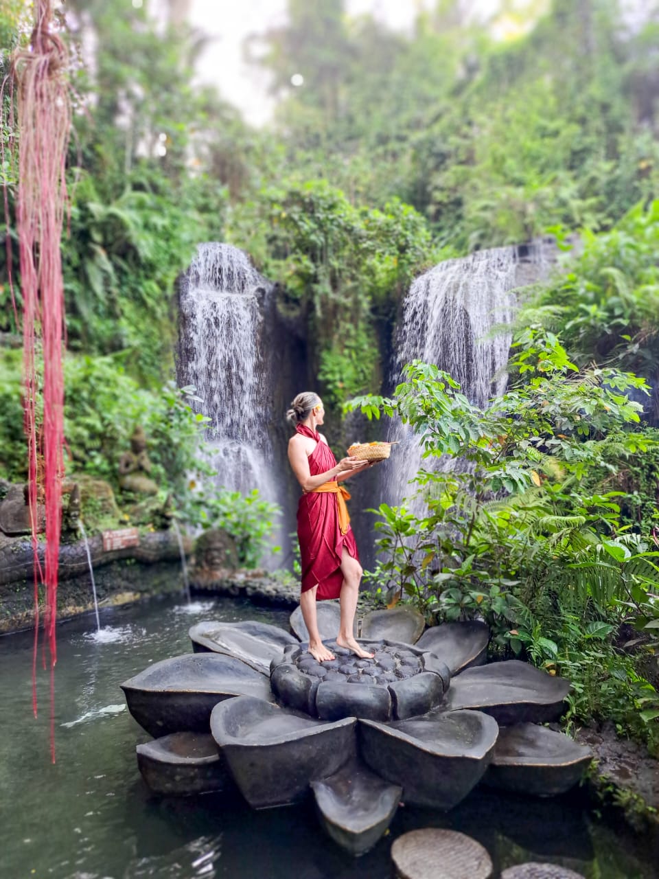 Early Morning Purification Ceremony - Griya Beji Waterfall Bali